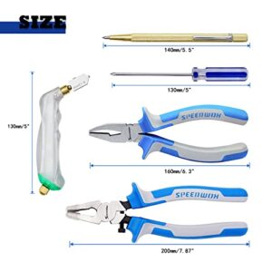 SPEEDWOX Heavy Duty Glass Running Pliers Breaker Grozer Pliers Set 12PCS Glass Cutting Tool Kit Oil Feed Glass Cutter with 3 Size Cutter Head Oil Dropper Screwdriver Engraved Pen Leather Zipper Bag