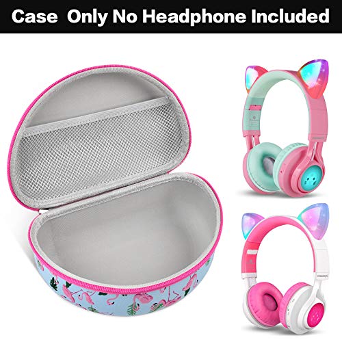 Headphone Case for Riwbox CT-7 Pink/for Jack CT-7S Cat Green 3.5mm/ for iClever IC-HS01/ for Mpow BH297B Wired/for Picun Bluetooth Wireless Over-Ear Headphones Headset for Kids-Box Only