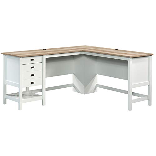 Sauder Cottage Road Engineered Wood L-Shaped Home Office Desk in Soft White