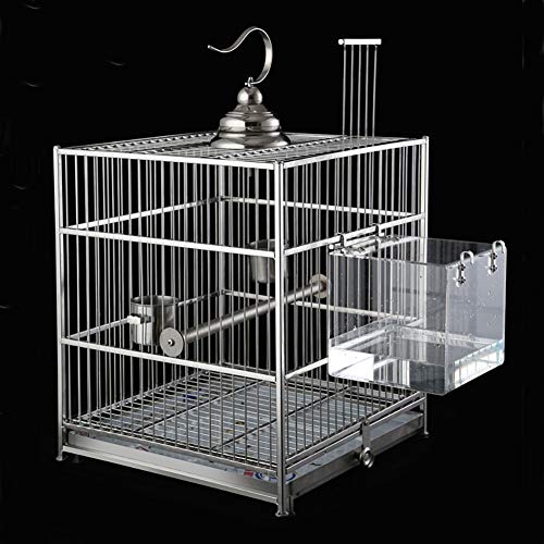 QX-Pet Supplies Cube Bird Bathtub Acrylic Bird Bath Shower Box Bowl with Stainless Steel Hooks No-Leakage Hanging in Cage for Little Bird Canary Budgerigar Parrots Crested Myna Cockatiel Lovebird