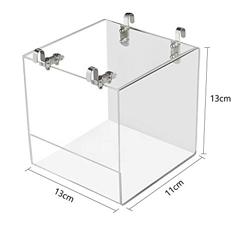 QX-Pet Supplies Cube Bird Bathtub Acrylic Bird Bath Shower Box Bowl with Stainless Steel Hooks No-Leakage Hanging in Cage for Little Bird Canary Budgerigar Parrots Crested Myna Cockatiel Lovebird