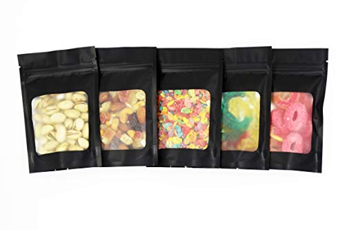 Mylar bags for food storage - Resealable Smell Proof Bags | black sample bags | small packaging bags | bolsa mylar | mylar bag with front window | 4x6 inches