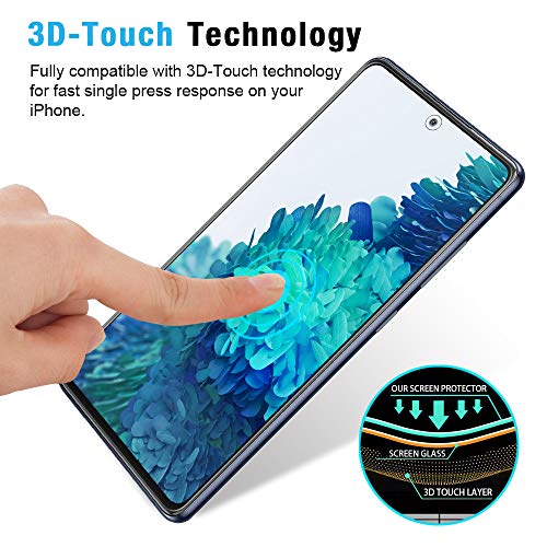 TOCOL 4 Pack Compatible for Samsung Galaxy S20 FE 5G - 2 Pack Screen Protector Tempered Glass and 2 Pack Tempered Glass Camera Lens Protector Bubble Free, Support Ultrasonic Fingerprint Unlock