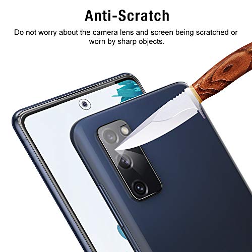 TOCOL 4 Pack Compatible for Samsung Galaxy S20 FE 5G - 2 Pack Screen Protector Tempered Glass and 2 Pack Tempered Glass Camera Lens Protector Bubble Free, Support Ultrasonic Fingerprint Unlock