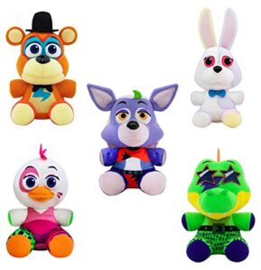 funko plush: five nights at freddy's - security breach set of 5 - vannie, glamrock freddy, glamrock chica, montgomery gator, roxanne wolf - fnaf 6" plush bundle