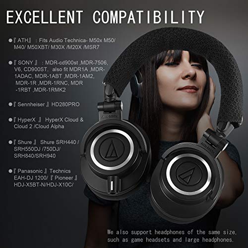 GEVO Replacement Headphone Headband Cover for AKGs, Senheiser, Sony,ATH,Audio-Technica,Shure,Panasonice Headsets,Headband Cushion Easy Installation No Tool Needed(Black)