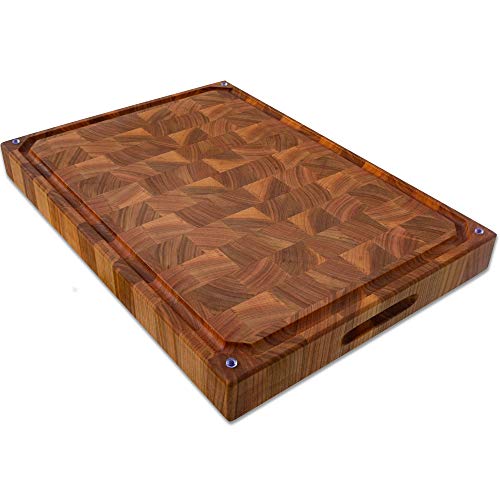 Large Reversible Wood cutting boards for kitchen 17×13 inch Wooden butcher block Cutting board End grain cutting boards with juice groove Cherry Heavy duty non-slip Wooden chopping bloks