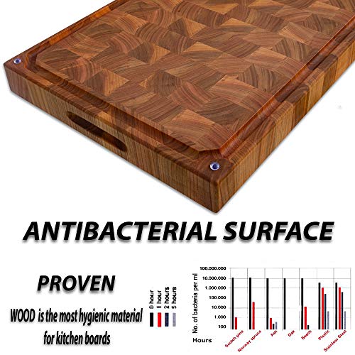 Large Reversible Wood cutting boards for kitchen 17×13 inch Wooden butcher block Cutting board End grain cutting boards with juice groove Cherry Heavy duty non-slip Wooden chopping bloks