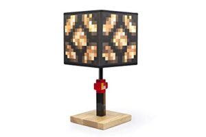 minecraft glowstone 14 inch corded desk led night light - decorative, fun, safe & awesome bedside mood lamp toy for baby, boys, teen, adults & gamers - best for home's bedroom, living room or office