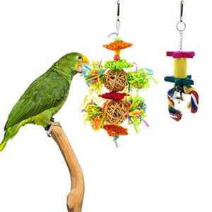 CooShou 5Pcs Small Parrot Chewing Toys Bird Shredder Toys Bird Parrot Foraging Hanging Toys for Small Birds Parakeets Parrotlets Lovebirds Cockatiels