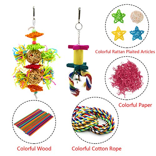 CooShou 5Pcs Small Parrot Chewing Toys Bird Shredder Toys Bird Parrot Foraging Hanging Toys for Small Birds Parakeets Parrotlets Lovebirds Cockatiels