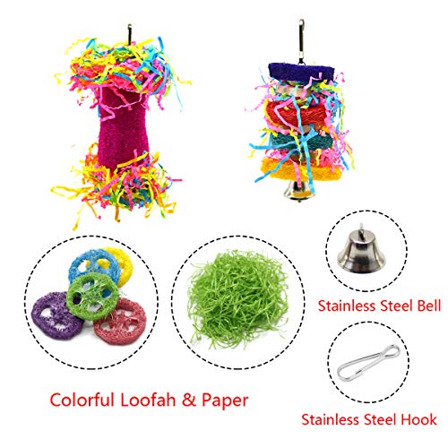 CooShou 5Pcs Small Parrot Chewing Toys Bird Shredder Toys Bird Parrot Foraging Hanging Toys for Small Birds Parakeets Parrotlets Lovebirds Cockatiels