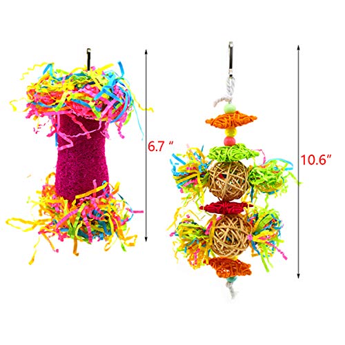 CooShou 5Pcs Small Parrot Chewing Toys Bird Shredder Toys Bird Parrot Foraging Hanging Toys for Small Birds Parakeets Parrotlets Lovebirds Cockatiels