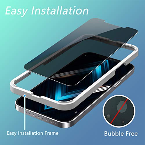 sorlnern (3 Pack) Privacy Screen Protector for iPhone 12, iPhone 12 Pro Privacy Screen Protector, Anti Spy Tempered Glass Film, with Easy Installation Tray