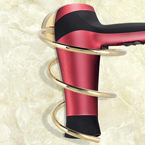 JF-XUAN Golden Wall-Mounted Hair Dryer Holder Bathroom Organizer Shelf Storage Hairdryer Holder Wall Shelves for Barbershop Bathroom Hair Dryer Rack