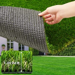 ZGR Artificial Grass Rug 7 FT x 8 FT Fake Faux Grass, Indoor Outdoor Patio Garden Lawn Landscape Synthetic Grass Mat, Realistic Turf, 4-Tone/Soft, with Drainage Holes & Rubber Backing/Many Sizes