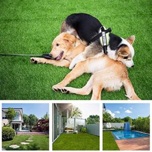 ZGR Artificial Grass Rug 7 FT x 8 FT Fake Faux Grass, Indoor Outdoor Patio Garden Lawn Landscape Synthetic Grass Mat, Realistic Turf, 4-Tone/Soft, with Drainage Holes & Rubber Backing/Many Sizes