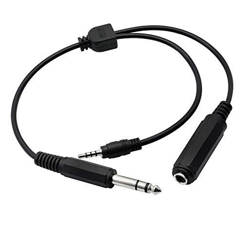 GINTOOYUN 6.35mm 1/4 TRS to 1/4 6.35mm TRS Female & 3.5mm 1/8 TRRS Male Stereo Headphone Y Splitter Extension Cable Guitar Amplifier Instrument Cable Headphone Adapter