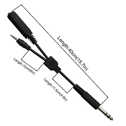 GINTOOYUN 6.35mm 1/4 TRS to 1/4 6.35mm TRS Female & 3.5mm 1/8 TRRS Male Stereo Headphone Y Splitter Extension Cable Guitar Amplifier Instrument Cable Headphone Adapter