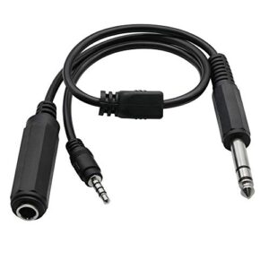 GINTOOYUN 6.35mm 1/4 TRS to 1/4 6.35mm TRS Female & 3.5mm 1/8 TRRS Male Stereo Headphone Y Splitter Extension Cable Guitar Amplifier Instrument Cable Headphone Adapter