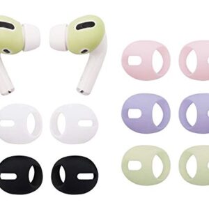 ALXCD Fit in Case Ear Cover Replacement for Air Pods Pro Headphones, Silicone Earbud Covers Eartips, Compatible with Air Pod Pro, 5 Pairs, White Black Pink Purple Green