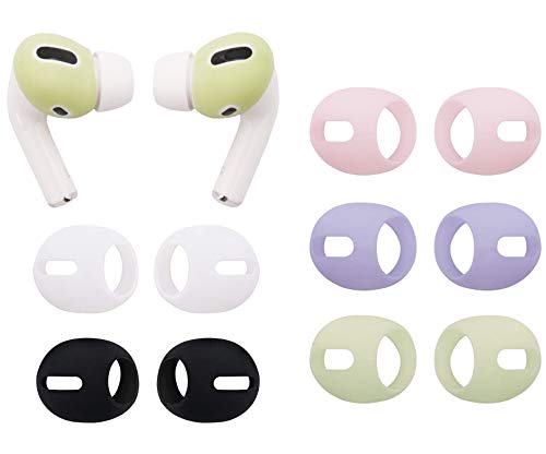 ALXCD Fit in Case Ear Cover Replacement for Air Pods Pro Headphones, Silicone Earbud Covers Eartips, Compatible with Air Pod Pro, 5 Pairs, White Black Pink Purple Green