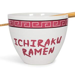 JUST FUNKY Naruto Ichiraku Ramen Japanese Ceramic Dish Set | 16-Ounce Ramen Bowl and Chopsticks Set