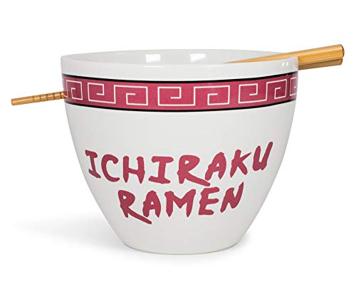 JUST FUNKY Naruto Ichiraku Ramen Japanese Ceramic Dish Set | 16-Ounce Ramen Bowl and Chopsticks Set