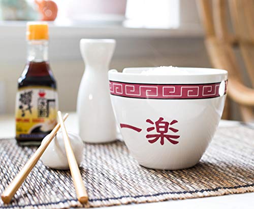 JUST FUNKY Naruto Ichiraku Ramen Japanese Ceramic Dish Set | 16-Ounce Ramen Bowl and Chopsticks Set