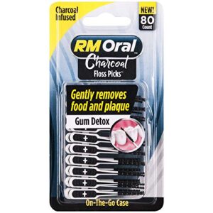 rm oral charcoal infused floss picks gum detox on-the-go, 80 picks