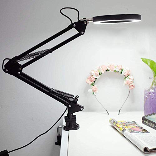 Desk Lamp with Flexible Swing Arm, Clamp Mount Tattoo Beauty Light 3 Tone & 10 Gear Dimmable