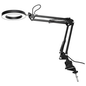 Desk Lamp with Flexible Swing Arm, Clamp Mount Tattoo Beauty Light 3 Tone & 10 Gear Dimmable