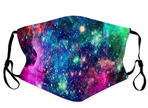 Kids Reusable Face Bandanas Cute Cartoon Galaxy Pattern Breathable Cloth Face Covering with Adjustable Ear Loops for Children UV Protection -6 Pack