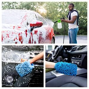 Ohuhu Car Wash Foam Gun, Car Wash Soap Sprayer with 3/8" Brass Connector & Car Washing Mitts, Dual Filtration, 6 Levels of Foam Concentration, Quick Connect to Most Garden Hose (Green)