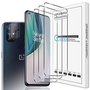 orzero (5 pack) compatible for oneplus nord n10 5g 3 pack tempered glass screen protector+ 2 pack flexible glass camera lens protector, hd bubble-free (lifetime replacement)