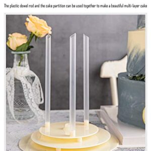 Plastic Dowels for Cakes, 9 Pieces Cake Dowel Rods and 3 Pieces Cake Circle Bases for Tiered Cake Construction and Stacking(9" Rods + 4.7" 6.3" 7.8" Bases)