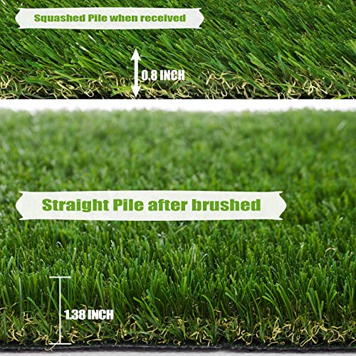 ZGR Premium Artificial Grass 3' x 4' Outdoor Rug, 1.38" Realistic Thick Turf for Garden, Yard, Fake Lawn, Dogs Synthetic Grass Mat, Non-Toxic, Rubber Backed with Drainage Holes, Customized Sizes