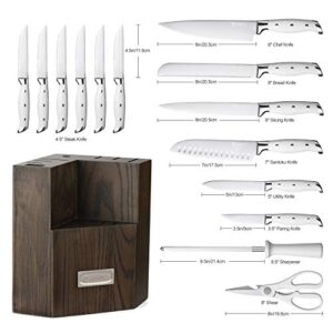 Jourmet 15PC Knife Block Set, High Carbon Stainless Steel Blade with Block and Knife Sharpener