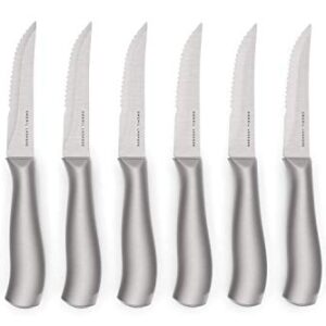 Emeril Lagasse Best Stainless Steel Steak Knife Set - 4.5” (Large Hallow Handles) - Serrated Steak Knife Set Kitchen Dinner Knifes Without Block (8-Piece)