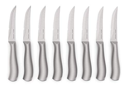 Emeril Lagasse Best Stainless Steel Steak Knife Set - 4.5” (Large Hallow Handles) - Serrated Steak Knife Set Kitchen Dinner Knifes Without Block (8-Piece)