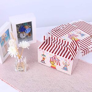 KEPATO 24PCS Carnival Circus Theme Party Decoration Favor Cupcake Paper Treat Boxes, Gift Cake Goody cookie Goodies Gable Treat Box, Baby Shower Birthday Party Supplies