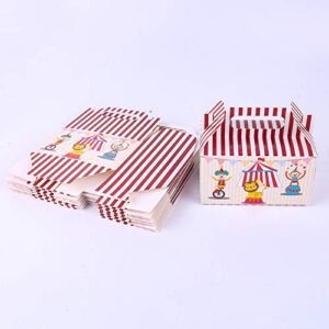 KEPATO 24PCS Carnival Circus Theme Party Decoration Favor Cupcake Paper Treat Boxes, Gift Cake Goody cookie Goodies Gable Treat Box, Baby Shower Birthday Party Supplies