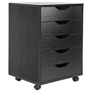 ZENY 5 Drawers Office Storage Cabinet with Casters Under Desk Cabinet Storage Desk Drawers, Home Furniture Drawer Cabinet Organizer Side Table