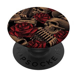 rock'n'roll skulls roses musician music musical songwriter popsockets popgrip: swappable grip for phones & tablets