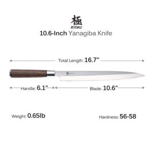 Kyoku Samurai Series 5-Knife Set with Block + 10.5" Yanagiba Knife Japanese Sushi Sashimi Knives - Japanese High Carbon Steel