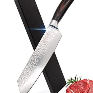 Kitory Kiritsuke Chef Knife 8" Japanese Knife for Smoothly cutting Multi-Use Kitchen Knife for Cutting Meat and Vegetables - Ergonomic PakkaWood Handle - Exquisite Hammered Finish Non-Slip Texture