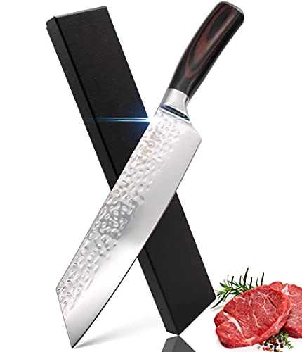 Kitory Kiritsuke Chef Knife 8" Japanese Knife for Smoothly cutting Multi-Use Kitchen Knife for Cutting Meat and Vegetables - Ergonomic PakkaWood Handle - Exquisite Hammered Finish Non-Slip Texture