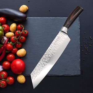 Kitory Kiritsuke Chef Knife 8" Japanese Knife for Smoothly cutting Multi-Use Kitchen Knife for Cutting Meat and Vegetables - Ergonomic PakkaWood Handle - Exquisite Hammered Finish Non-Slip Texture