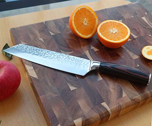 Kitory Kiritsuke Chef Knife 8" Japanese Knife for Smoothly cutting Multi-Use Kitchen Knife for Cutting Meat and Vegetables - Ergonomic PakkaWood Handle - Exquisite Hammered Finish Non-Slip Texture