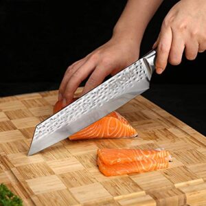 Kitory Kiritsuke Chef Knife 8" Japanese Knife for Smoothly cutting Multi-Use Kitchen Knife for Cutting Meat and Vegetables - Ergonomic PakkaWood Handle - Exquisite Hammered Finish Non-Slip Texture